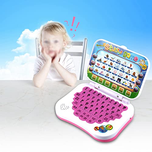 Kids Learning Laptop, Toddler Bilingual Learning Pad Teach Alphabet Numbers Word Music Math Early Development Interactive Electronic Toy for Boys Girls