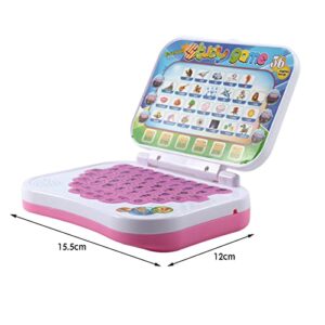 Kids Learning Laptop, Toddler Bilingual Learning Pad Teach Alphabet Numbers Word Music Math Early Development Interactive Electronic Toy for Boys Girls