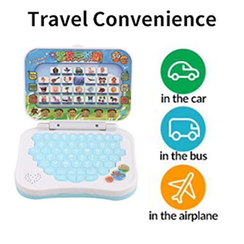 Kids Learning Laptop, Toddler Bilingual Learning Pad Teach Alphabet Numbers Word Music Math Early Development Interactive Electronic Toy for Boys Girls