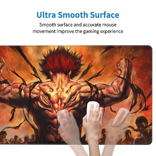 Baki Anime The Grappler Mouse Pad 16x29.5in Computer Keyboard Mousepad Waterproof Desk Pad Non-Slip Office Gaming Keyboards Mouse Mat Big Game Pc Laptop