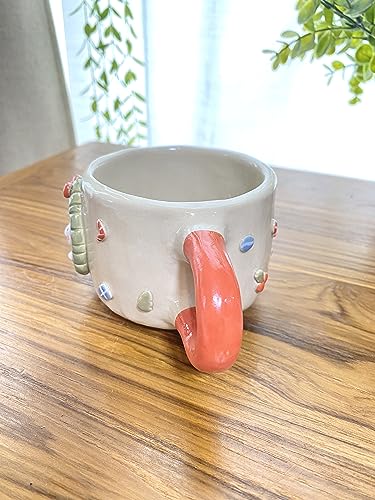 Christmas and the santa cat cup. Handmade ceramic cup, Hand-painted mug, Unique Surprise gift for Christmas or Birthday. Dishwasher and Microwave safe