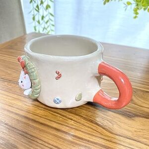 Christmas and the santa cat cup. Handmade ceramic cup, Hand-painted mug, Unique Surprise gift for Christmas or Birthday. Dishwasher and Microwave safe