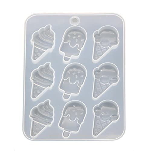 Fogun Ice Cream Cute Food Keychain Pendant Silicone Resin Mold Jewelry Tools Silicone Ice Cube Trays