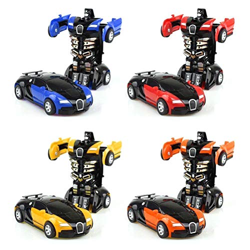 Zerodis Car Robot Toy ABS Plastic Mini Size Transform Car Robot Home for Kids (Yellow)