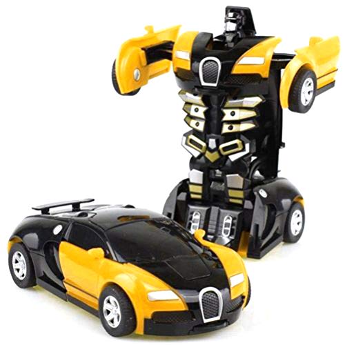 Zerodis Car Robot Toy ABS Plastic Mini Size Transform Car Robot Home for Kids (Yellow)