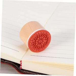 Ciieeo Hand Stamp Rubber Stamp Storage Christmas Circle stampers Antique Decorative Wooden Signets Wooden Rubber Self-Ink Scrapbook Embellishments Wooden stampers Pattern Bamboo Stamp pad