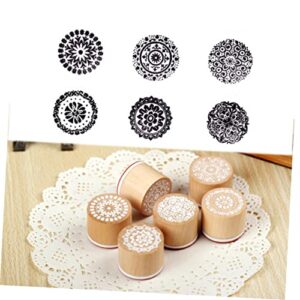 Ciieeo Hand Stamp Rubber Stamp Storage Christmas Circle stampers Antique Decorative Wooden Signets Wooden Rubber Self-Ink Scrapbook Embellishments Wooden stampers Pattern Bamboo Stamp pad