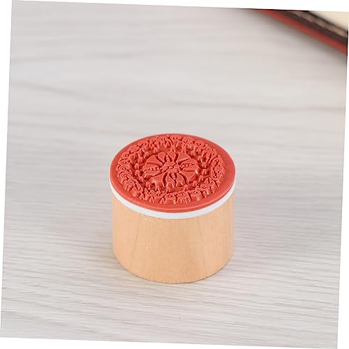 Ciieeo Hand Stamp Rubber Stamp Storage Christmas Circle stampers Antique Decorative Wooden Signets Wooden Rubber Self-Ink Scrapbook Embellishments Wooden stampers Pattern Bamboo Stamp pad