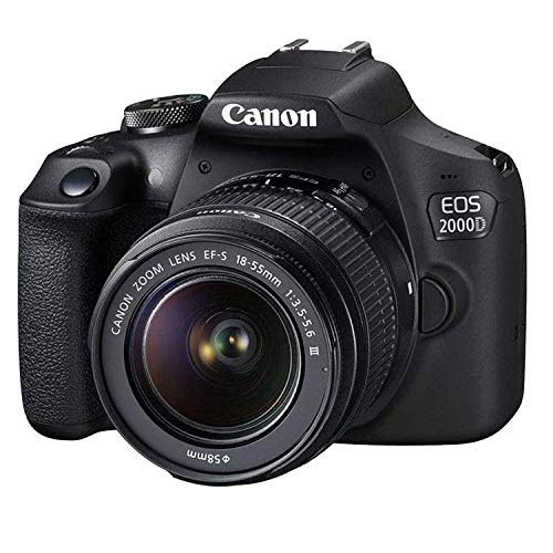 Canon EOS 2000D / Rebel T7 DSLR Camera w/EF-S 18-55mm F/3.5-5.6 Zoom Lens + 64GB Memory, Macro + 2X Len, Case, Gripster Tripodpod, and More (28pc Bundle) (Renewed)