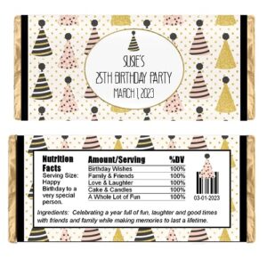 personalized candy wrappers for chocolate, birthday party favors, pack of 20 custom hershey bar labels