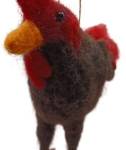 OnHoliday Felt Brown and Red Chicken Hanging Christmas Tree Ornament