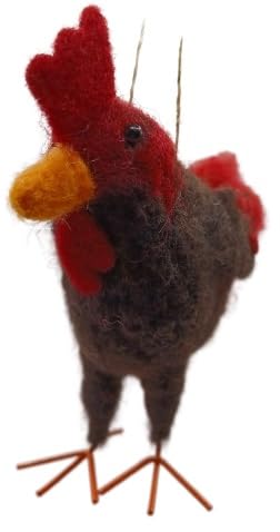 OnHoliday Felt Brown and Red Chicken Hanging Christmas Tree Ornament