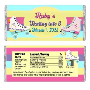 Personalized Candy Wrappers for Chocolate, Roller Skate Party Favors, Pack of 20 Custom Hershey Bar Labels