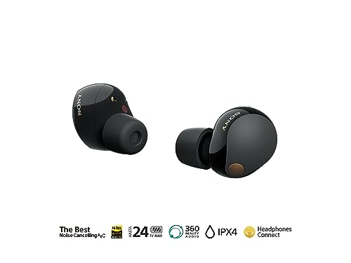 Sony WF-1000XM5 The Best Truly Wireless Bluetooth Noise Canceling Earbuds Headphones with Alexa Built in, Black (Renewed)