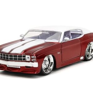 Big Time Muscle 1:24 1971 Chevy Chevelle Die-Cast Car, Toys for Kids and Adults(Red/White)