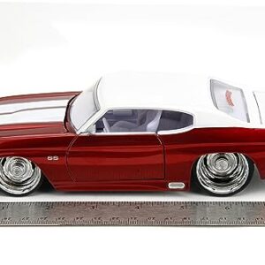 Big Time Muscle 1:24 1971 Chevy Chevelle Die-Cast Car, Toys for Kids and Adults(Red/White)