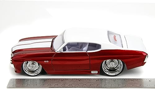 Big Time Muscle 1:24 1971 Chevy Chevelle Die-Cast Car, Toys for Kids and Adults(Red/White)