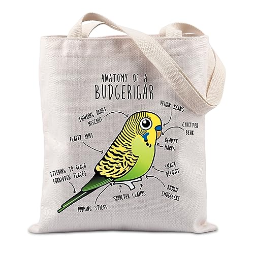 TIIMG Budgie Lover Gift Budgie Mom Gift Parakeet Pet Bird Lover Gift Anatomy of Budgerigar Tote Bag (ANATOMY OF)