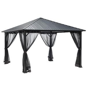 laurel canyon 10 ft. x 10 ft. galvanized steel hardtop gazebo with mosquito netting