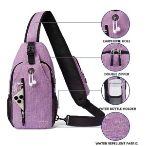 BOSTANTEN Sling Bag, Crossbody Backpack RFID Shoulder Chest Bag for Men Women Travel Hiking Casual Daypack, Purple