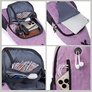 BOSTANTEN Sling Bag, Crossbody Backpack RFID Shoulder Chest Bag for Men Women Travel Hiking Casual Daypack, Purple