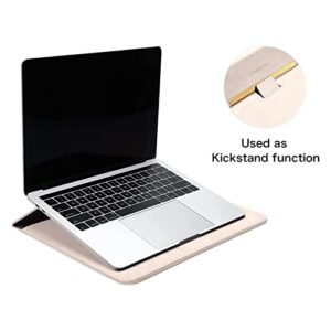 MOSISO Matte PU Leather Flap Laptop Sleeve&Compatible with MacBook Air 13.6 inch Case 2022 2023 A2681 M2, Hard Shell&Carrying Sleeve Bag&Keyboard Cover&Webcam Cover&Screen Protector, Black&Apricot