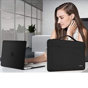 MOSISO Matte PU Leather Flap Laptop Sleeve&Compatible with MacBook Air 13.6 inch Case 2022 2023 A2681 M2, Hard Shell&Carrying Sleeve Bag&Keyboard Cover&Webcam Cover&Screen Protector, Black&Apricot