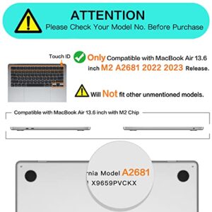 MOSISO Matte PU Leather Flap Laptop Sleeve&Compatible with MacBook Air 13.6 inch Case 2022 2023 A2681 M2, Hard Shell&Carrying Sleeve Bag&Keyboard Cover&Webcam Cover&Screen Protector, Black&Apricot