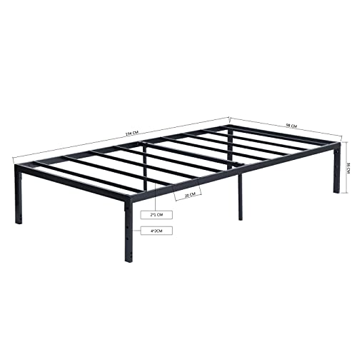 Tidyard Metal Bed Frame Twin Size Single Platform Mattress Base,Metal Tube(twinsize, Black) No Box Spring Needed for Bedroom Dorm Guest Room Home Furniture