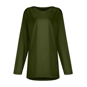 Army Green Women Tops for Work Cutes Tops Long Sleeve V Neck Shirts Solid Color Tunics Pullover to Wear with Leggings Fall Loose Fit T Shirts Blouses X-Large-P25