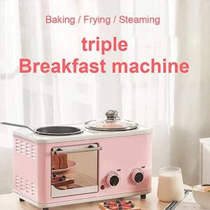 CZDYUF 3 in 1 Electric Home Breakfast Machine Mini Bread Toaster Oven Omelette Frying Pan Hot Pot Food Steam Boiler