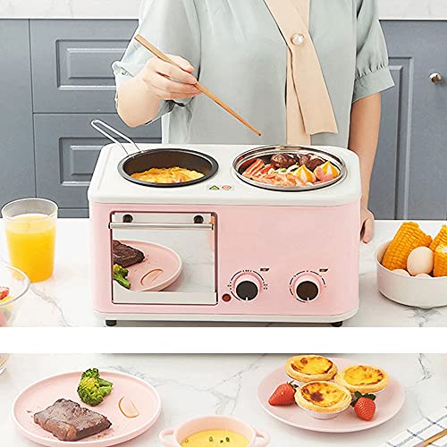 CZDYUF 3 in 1 Electric Home Breakfast Machine Mini Bread Toaster Oven Omelette Frying Pan Hot Pot Food Steam Boiler