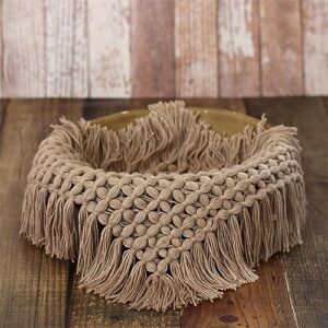 zeroest newborn photography baby posing layer props basket filler stuffer mini blanket photoshoot handkint photo wool wrap (tan)