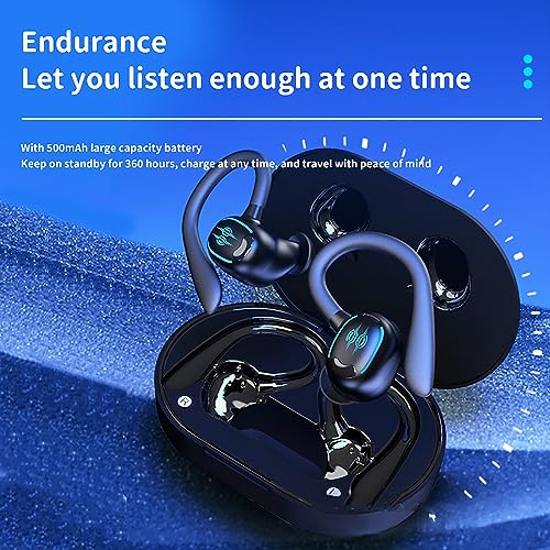 Wiykasenbos Bluetooth earpiece Open Ear Earbuds air Conduction Headphones with Microphone Noise canceling Headphones for Cell Phone IPX7 Waterproof Headphones for Sport, Running