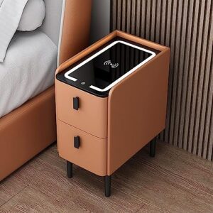 BKEKM Nightstands Smart Nightstand Wireless Charging Station End Table 2 Wood Drawers USB Bedside Table 3 Colors Led Light Bedside Cabinet Well Made