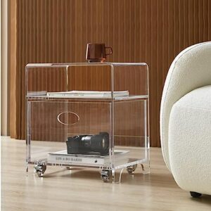 BKEKM Nightstands Nightstand Acrylic U-Shaped End Table with Storage Layer Bedside Table Nordic Bedside Dresse Transparent Bedside Cabinet Well Made