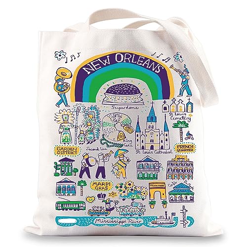 BWWKTOP New Orleans Louisiana Tote Bag New Orleans Trip Gifts New Orleans Grocery Bag New Orleans Souvenirs Gift (New Orleans)