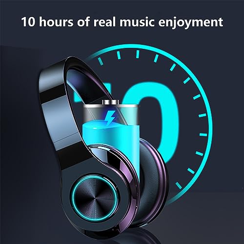 VKEKIEO Bluetooth Headphones Over Ear, Wireless Foldable Headphones Noise Cancelling with Microphone Deep Bass, High Value Craftsmanship Subwoofer Live 5.0 Headset for Travel Work Cellphone (A Black)