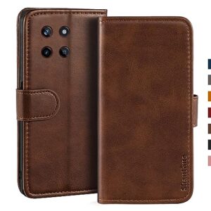 Shantime for Oppo Realme 11 4G Case, Leather Wallet Case with Cash & Card Slots Soft TPU Back Cover Magnet Flip Case for Oppo Realme 11 4G (6.4”) Brown