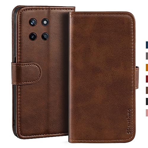 Shantime for Oppo Realme 11 4G Case, Leather Wallet Case with Cash & Card Slots Soft TPU Back Cover Magnet Flip Case for Oppo Realme 11 4G (6.4”) Brown