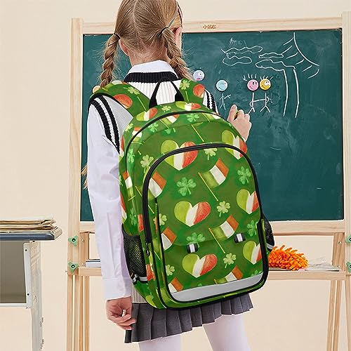 CHIFIGNO St. Patrick's Day Shamrock Ireland Flag Backpacks for Girls Boys Laptop Backpack School Backpacks College Backpacks with Reflective Stripes