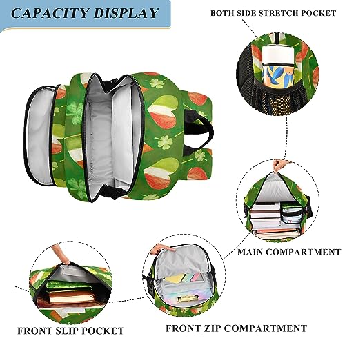 CHIFIGNO St. Patrick's Day Shamrock Ireland Flag Backpacks for Girls Boys Laptop Backpack School Backpacks College Backpacks with Reflective Stripes