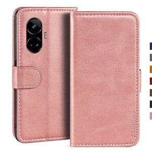 Shantime for Oppo Realme GT Neo 6 Case, Leather Wallet Case with Cash & Card Slots Soft TPU Back Cover Magnet Flip Case for Oppo Realme GT5 5G (6.74”) Rosegold