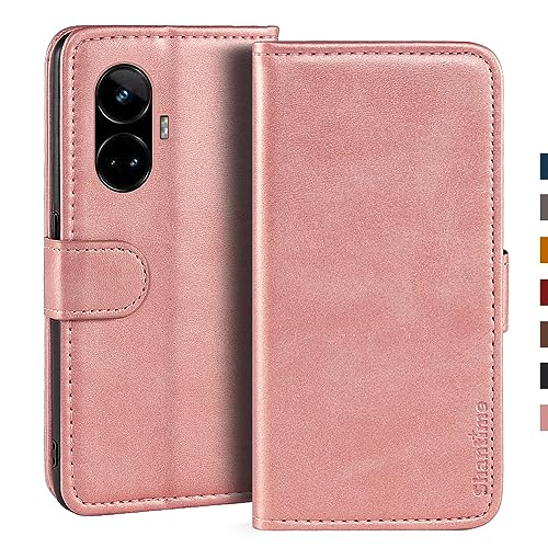 Shantime for Oppo Realme GT Neo 6 Case, Leather Wallet Case with Cash & Card Slots Soft TPU Back Cover Magnet Flip Case for Oppo Realme GT5 5G (6.74”) Rosegold