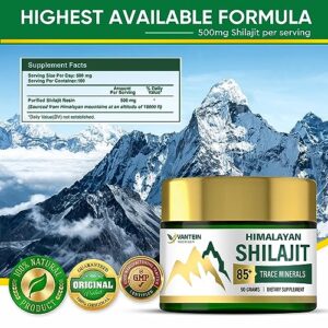 Himalayan Shilajit Resin Supplement 500mg, 85+ Trace Minerals Complex for Brain Booster, Energy, Immune Support, Overall Health - 50g (2-3 Month Supply)