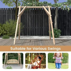 Tangkula 770lbs Porch Swing Frame, Heavy Duty A-Frame Wooden Swing Stand with Reinforced Bars, Freestanding Log Porch Swing Frame Only for DIY Painting, Ideal for Porch, Lawn, Garden, Backyard