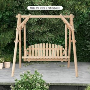 Tangkula 770lbs Porch Swing Frame, Heavy Duty A-Frame Wooden Swing Stand with Reinforced Bars, Freestanding Log Porch Swing Frame Only for DIY Painting, Ideal for Porch, Lawn, Garden, Backyard