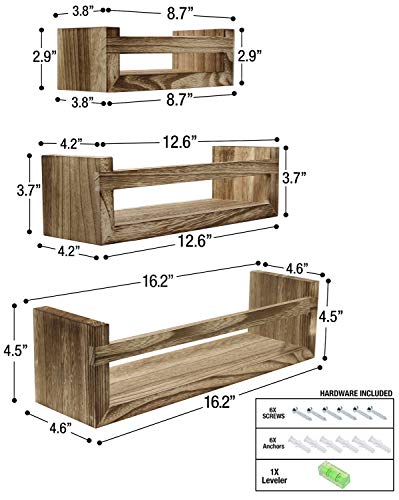 Sorbus Floating Shelves Bundle - 5 Rectangular Floating Shelves - 3 Support Bar Shelves & 2 Flat Floating Shelves - Hanging Wall Shelves for Home Decor