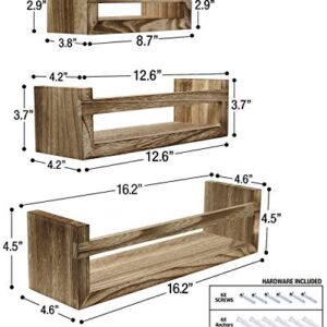 Sorbus Floating Shelves Bundle - 6 Rectangular Floating Shelves - 3 Support Bar Shelves & 3 Flat Floating Shelves - Hanging Wall Shelves for Home Decor