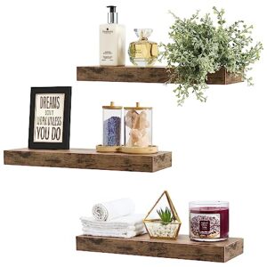 Sorbus Floating Shelves Bundle - 6 Rectangular Floating Shelves - 3 Support Bar Shelves & 3 Flat Floating Shelves - Hanging Wall Shelves for Home Decor